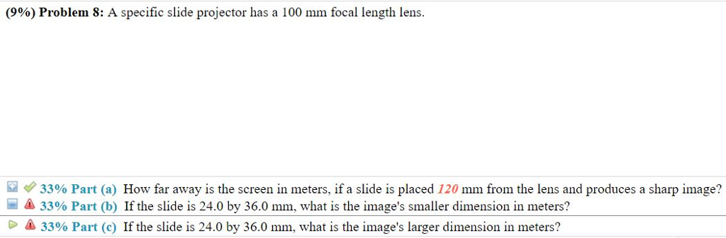 Solved A specific slide projector has a 100 mm focal length | Chegg.com