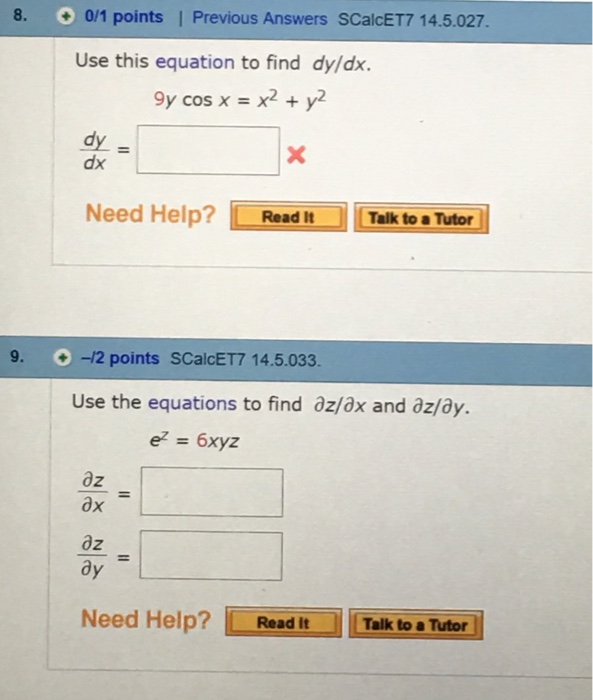 Solved Use the equations to find dy/dx 9y cos x = x^2 + y^2 | Chegg.com