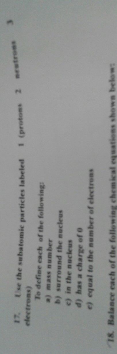 Solved Use the subatomic particles labeled 1 (protons 2 | Chegg.com