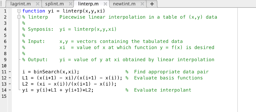 Interpolation Write an m file entitled | Chegg.com