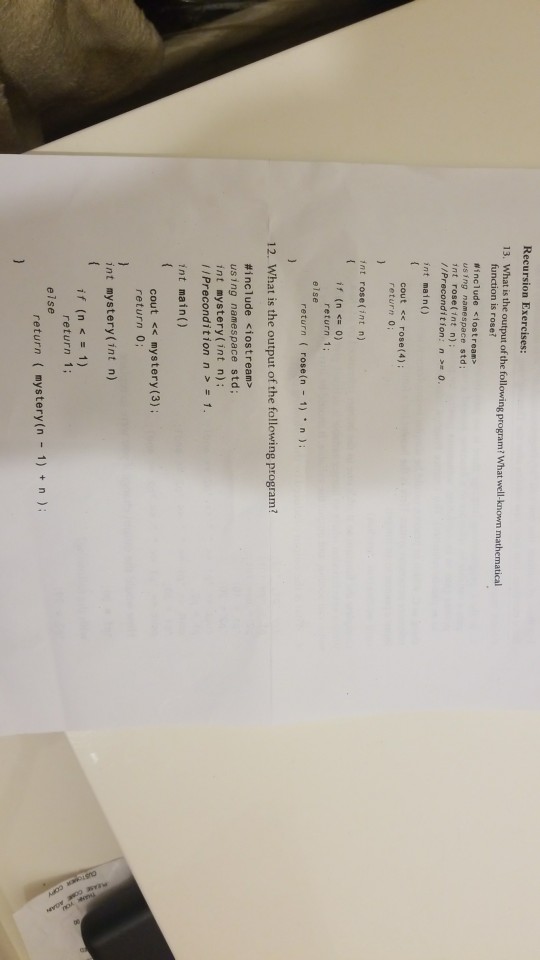 Solved Recursion Exercises 13 What Is The Output Of The 