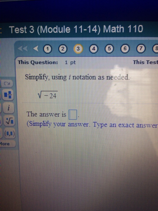 Solved Simplify , using i notation as needed. root-24 The | Chegg.com