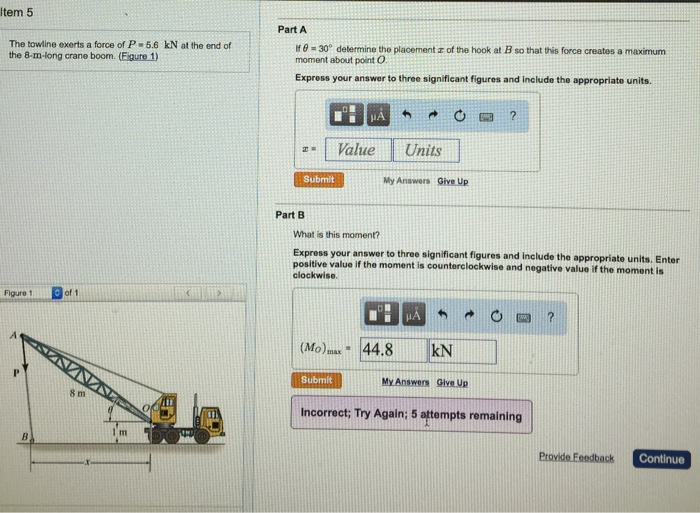 Solved The tow line exerts a force of P = 5.6 kN at the end | Chegg.com