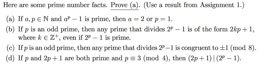 Solved Here are some prime number facts. Prove (a). (Use a | Chegg.com