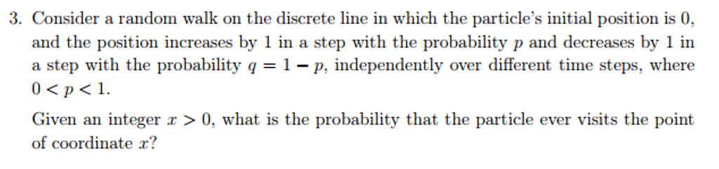 Solved Consider a random walk on the discrete line in which | Chegg.com
