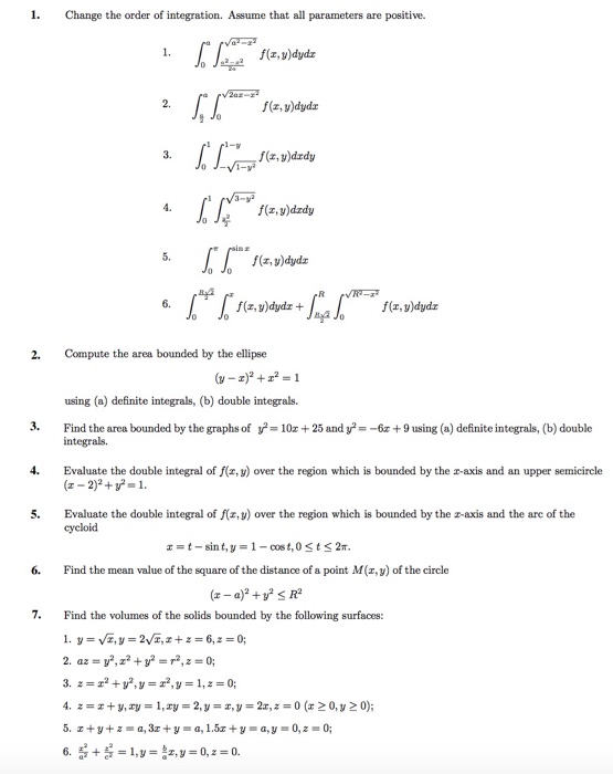 Solved Change the order of integration. Assume that all | Chegg.com