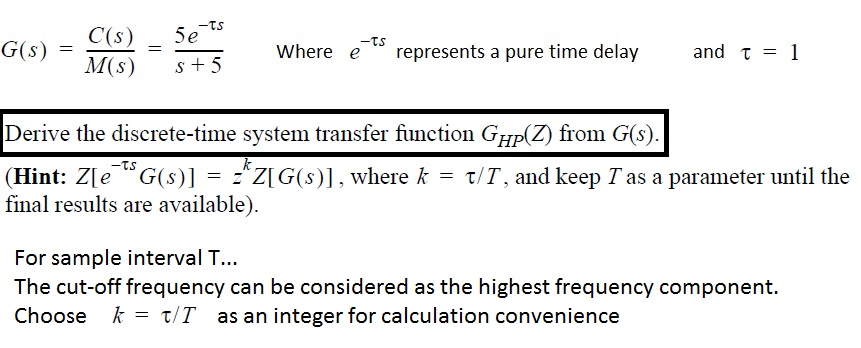 Solved Derive the discrete - time system transfer function | Chegg.com