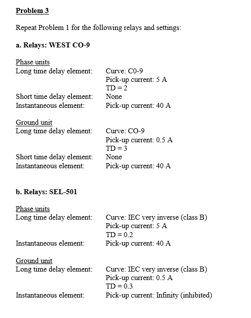 Problem 3 Repeat Problem 1 for the following relays | Chegg.com