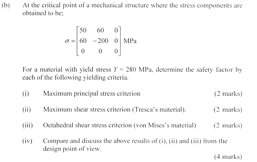 Solved At the critical point of a mechanical structure where | Chegg.com