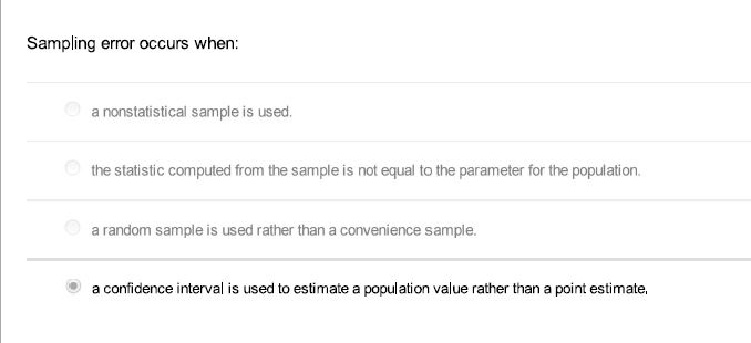 Solved Sampling error occurs when: a nonstatistical sample | Chegg.com
