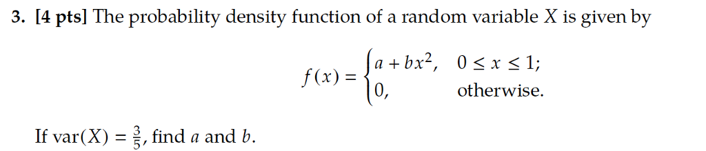 Solved The probability density function of a random variable | Chegg.com