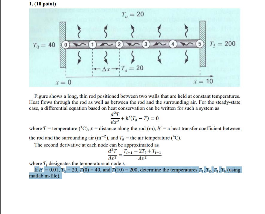Solved 1. (10 point) Ta = 20 Figure shows a long, thin rod | Chegg.com