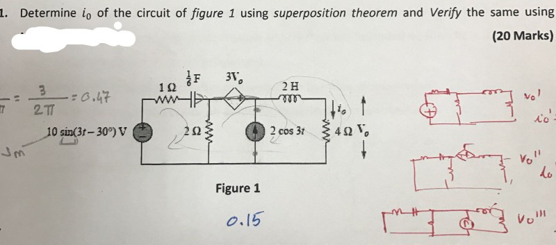 Solved 1. Determine io of the circuit of figure 1 using | Chegg.com