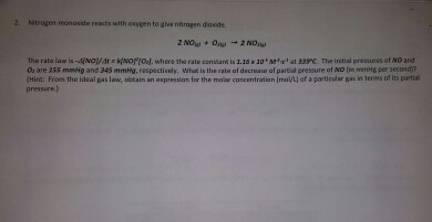 Solved Nitrogen monoxide reacts with oxygen to give | Chegg.com