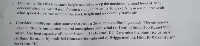 Solved Determine the effective stack height needed to keep | Chegg.com