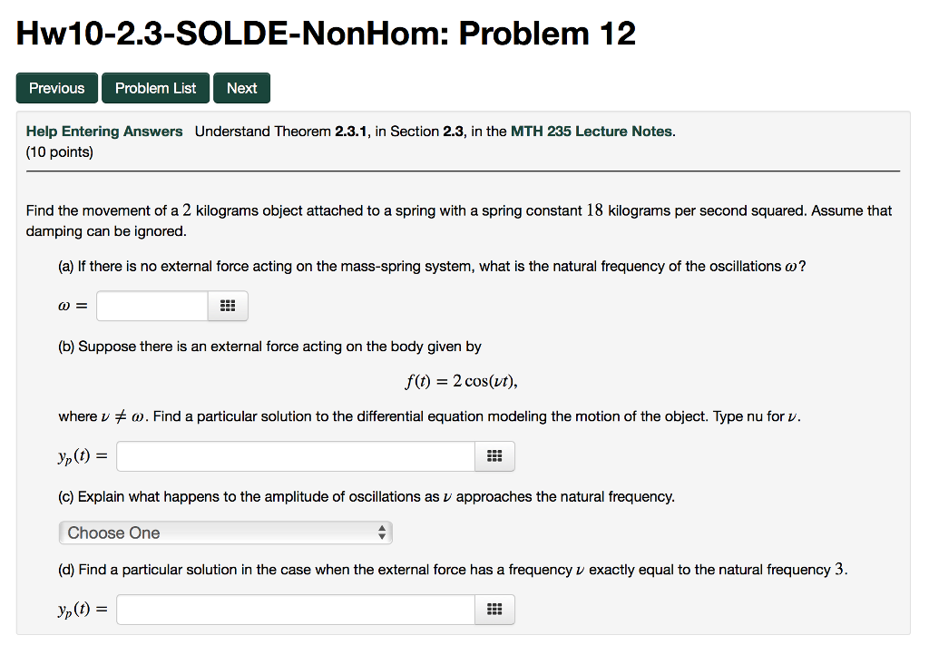 Solved Hw10-2.3-SOLDE-NonHom: Problem 12 Previous Problem | Chegg.com