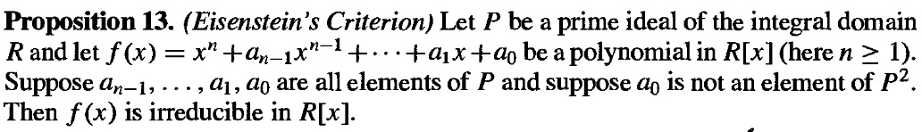 Solved (Eisenstein's Criterion) Let P be a prime ideal of | Chegg.com