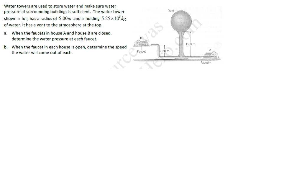 Solved Water towers are used to store water and make sure | Chegg.com