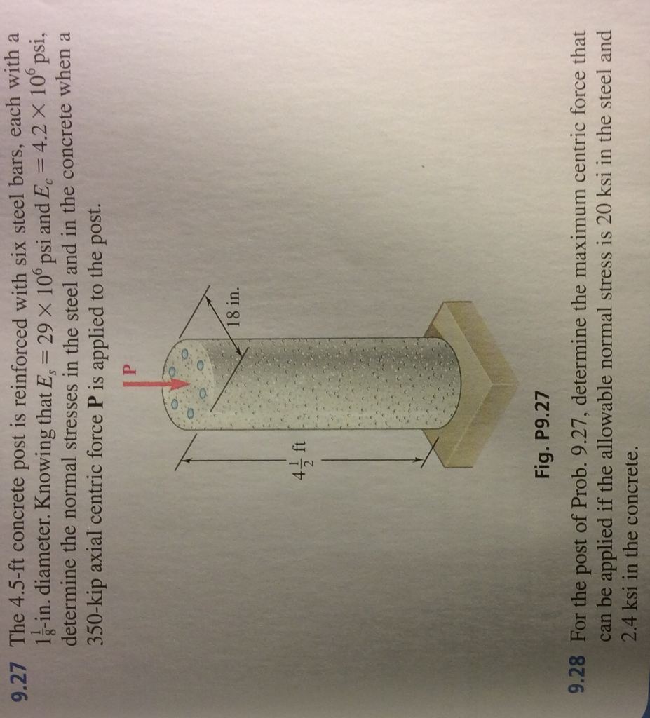 Solved 9.28 For the post of Prob. 9.27, determine the | Chegg.com