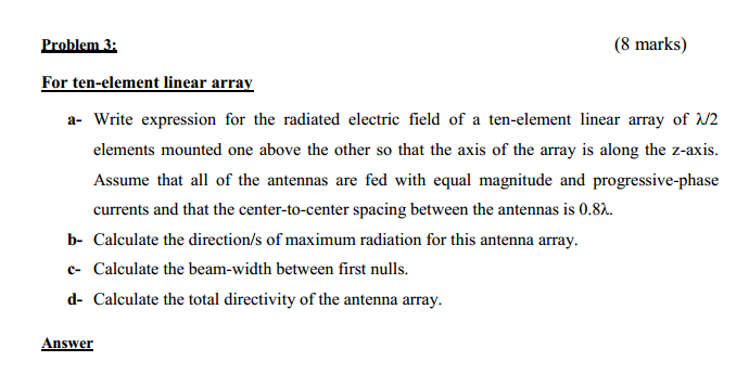 Solved For Ten Element Linear Array Write Expression For 6567
