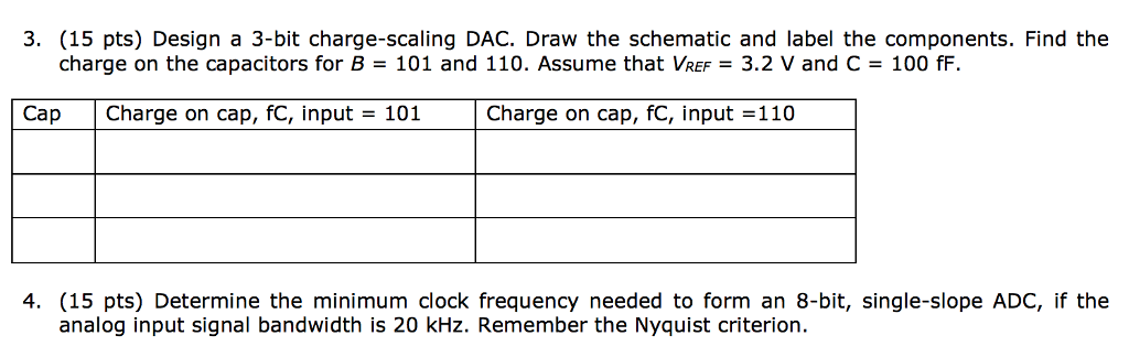 Solved 3. (15 pts) Design a 3-bit charge-scaling DAC. Draw | Chegg.com