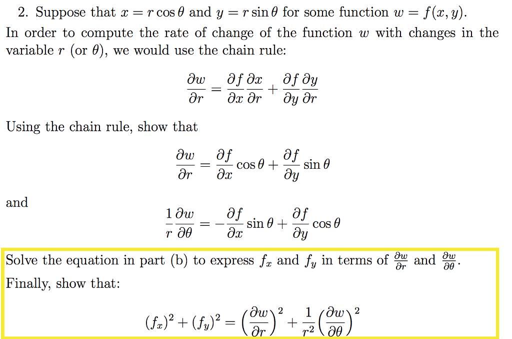 Solved 2. Suppose that x-r cos θ and sin θ for some function | Chegg.com