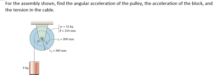 Solved For the assembly shown, find the angular acceleration | Chegg.com