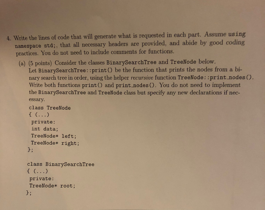 Solved 4 Write The Lines Of Code That Will Generate What Is