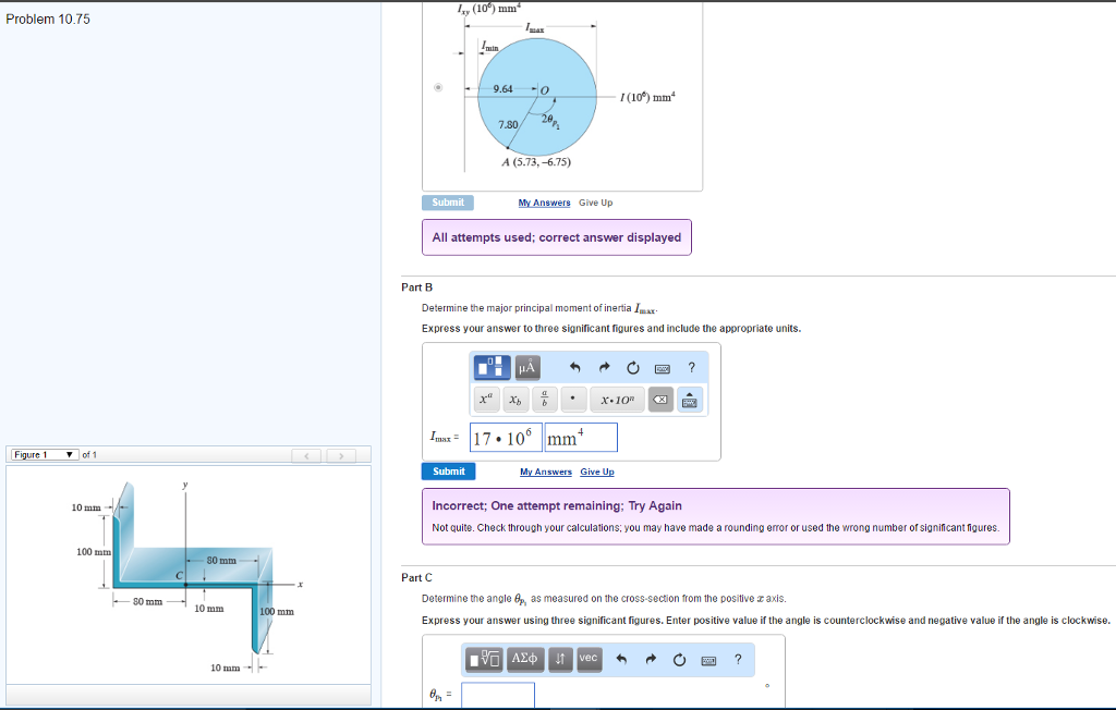 Solved Determine the major principal moment of inertial | Chegg.com