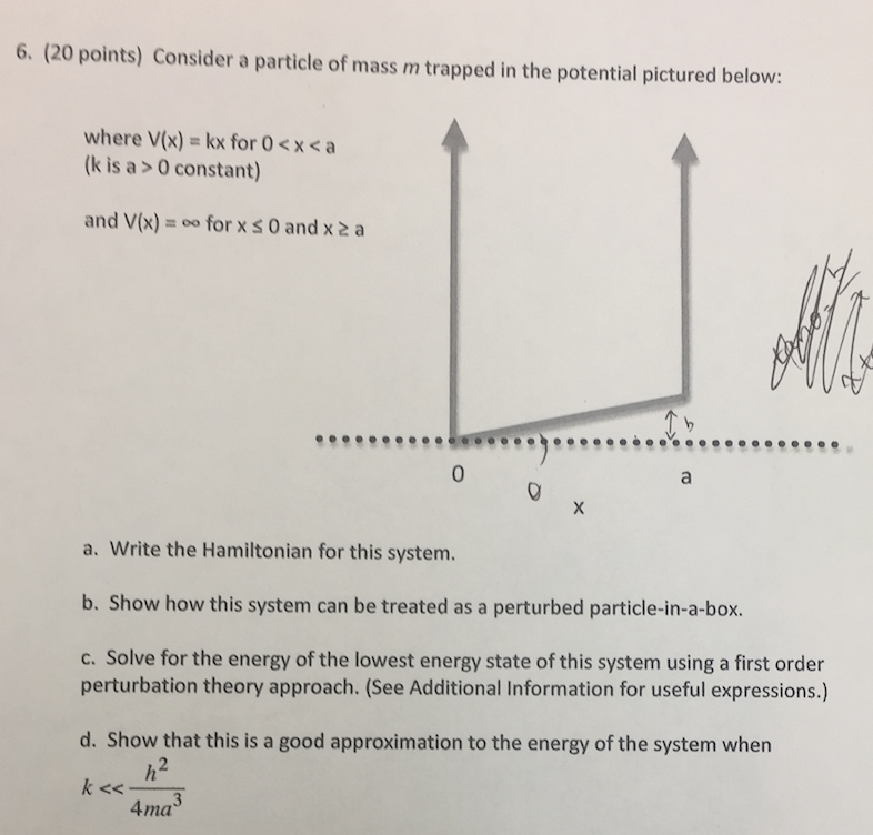 Solved 6. (20 points) Consider a particle of mass m trapped | Chegg.com