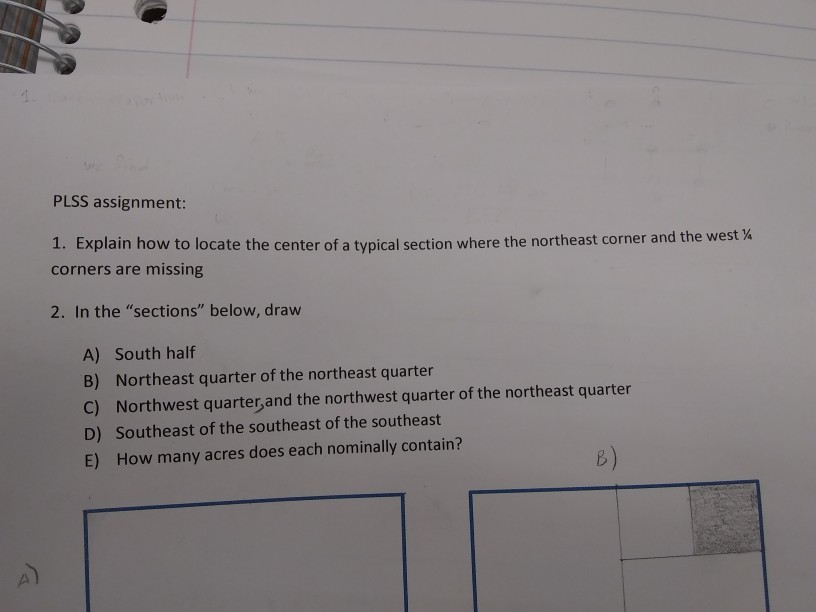 Solved PLSS assignment: 1. Explain how to locate the center | Chegg.com