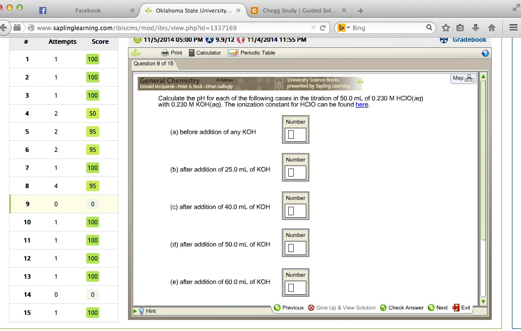 Solved Calculate the pH for each of the following cases in | Chegg.com