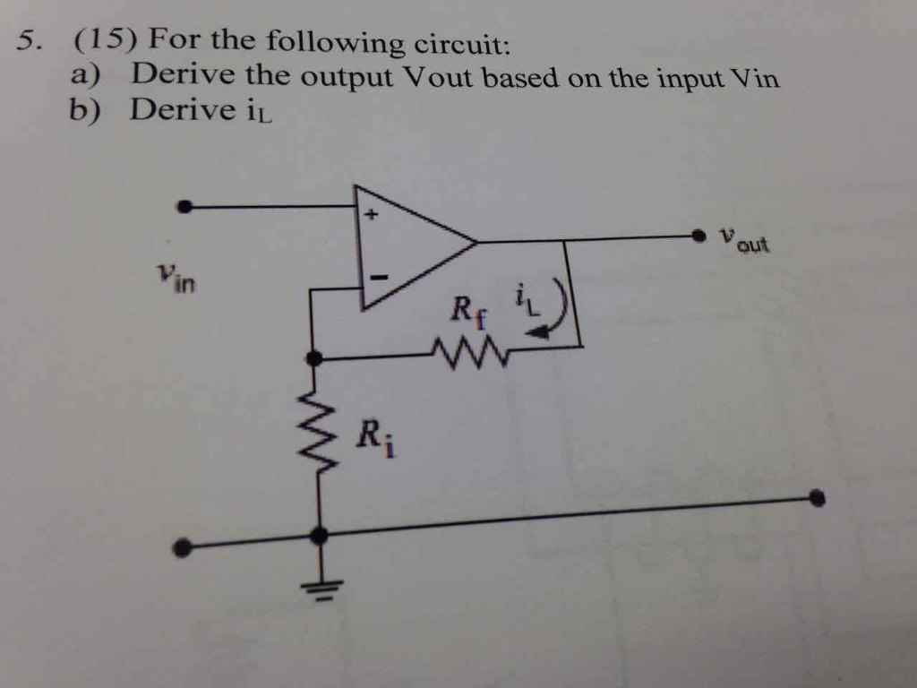 Solved For the following circuit: a) Derive the output Vout | Chegg.com