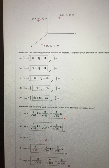 Solved Determine the following position vectors in meters. | Chegg.com
