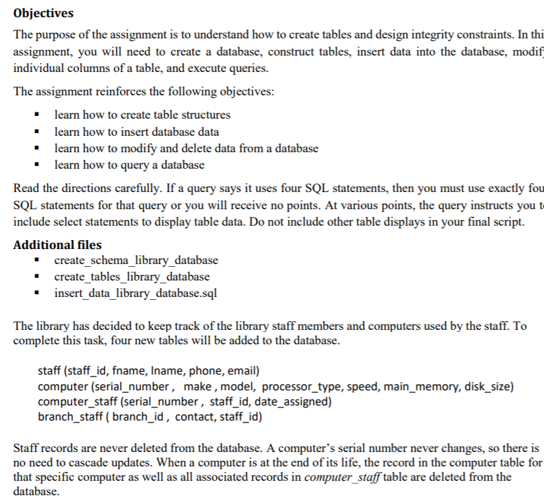 Solved Objectives The purpose of the assignment is to | Chegg.com