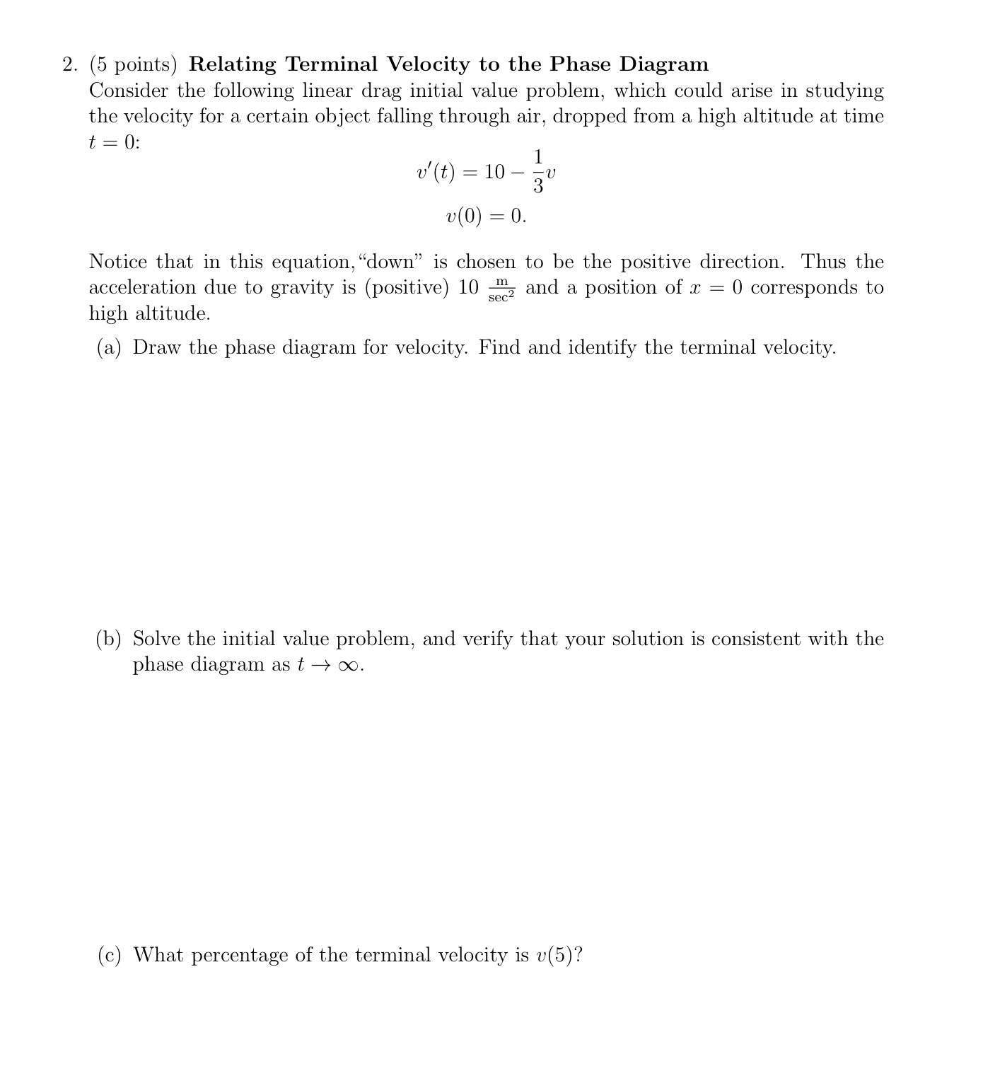 Solved Relating Terminal Velocity to the Phase Diagram | Chegg.com