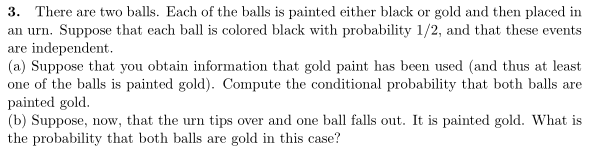 Solved 3. There are two balls. Each of the balls is painted | Chegg.com