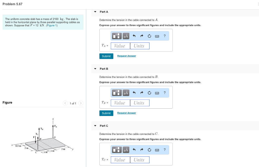 Solved Problem 5.67 Part A The uniform concrete slab has a | Chegg.com