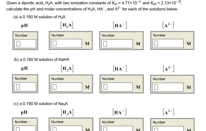 Solved Given a diprotic acid, H2A, with two ionization | Chegg.com