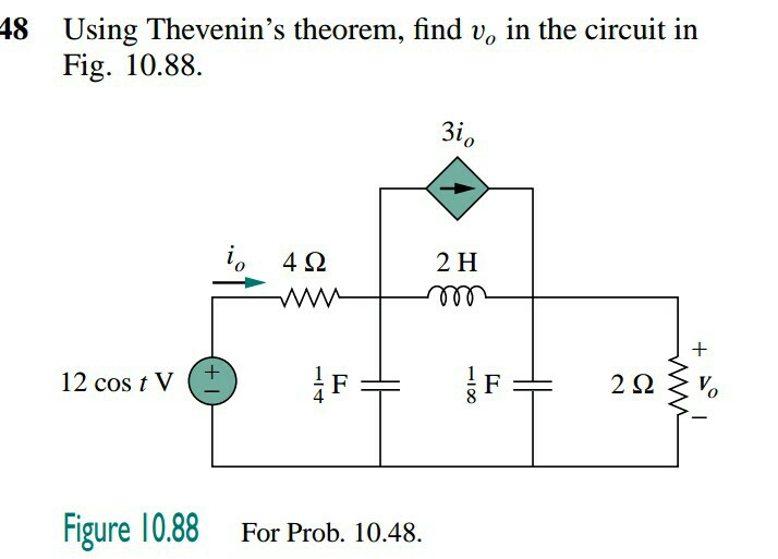 Solved 48 Using Thevenin's theorem, find vo in the circuit | Chegg.com