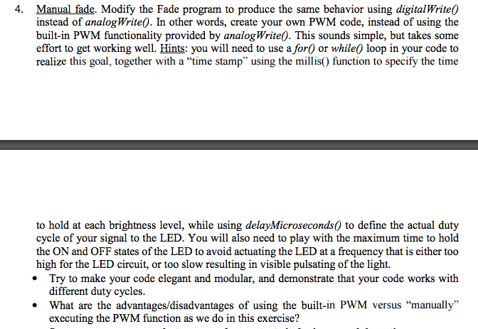 Manual fade. Modify the Fade program to produce the | Chegg.com