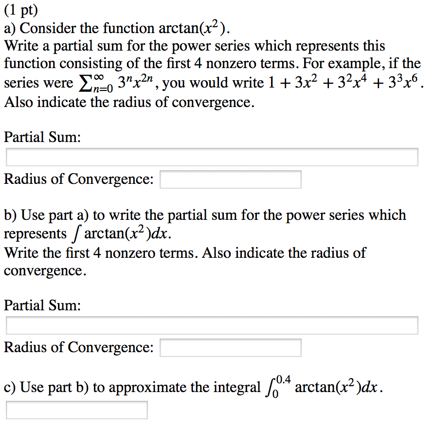 Consider the function arctan(x2). Write a partial | Chegg.com