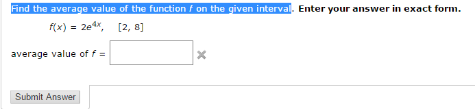 Solved Find the average value of the function f on the given | Chegg.com
