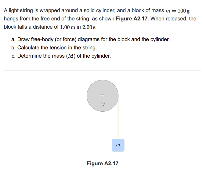 Solved A light string is wrapped around a solid cylinder, | Chegg.com