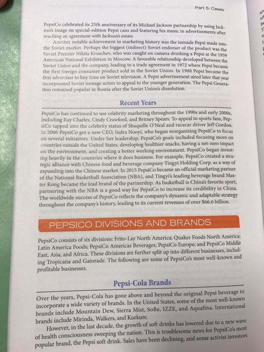 Solved CASE 15 PepsiCo's Journey Toward an Ethical and | Chegg.com