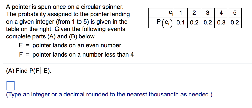 Solved A pointer is spun once on a circular spinner. The | Chegg.com