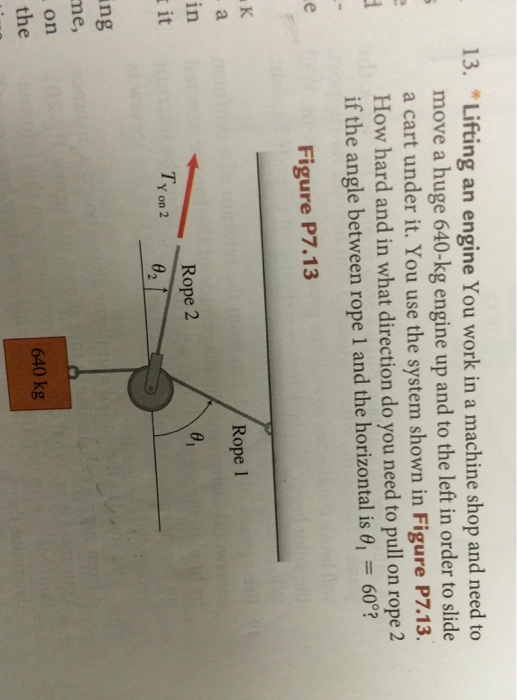 Solved 13. Lifting an engine You work in a machine shop and | Chegg.com