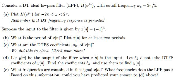 Solved See The Discrete Time Ideal Lowpass Filter Below