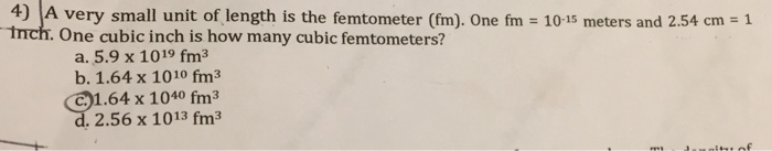 Solved A very small unit of length is the femtometer (fm). | Chegg.com
