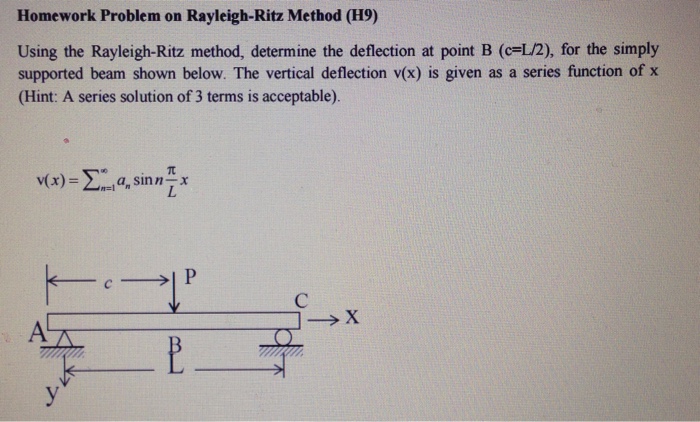 Solved Stress Analysis: Rayleigh- Ritz Method Please solve | Chegg.com